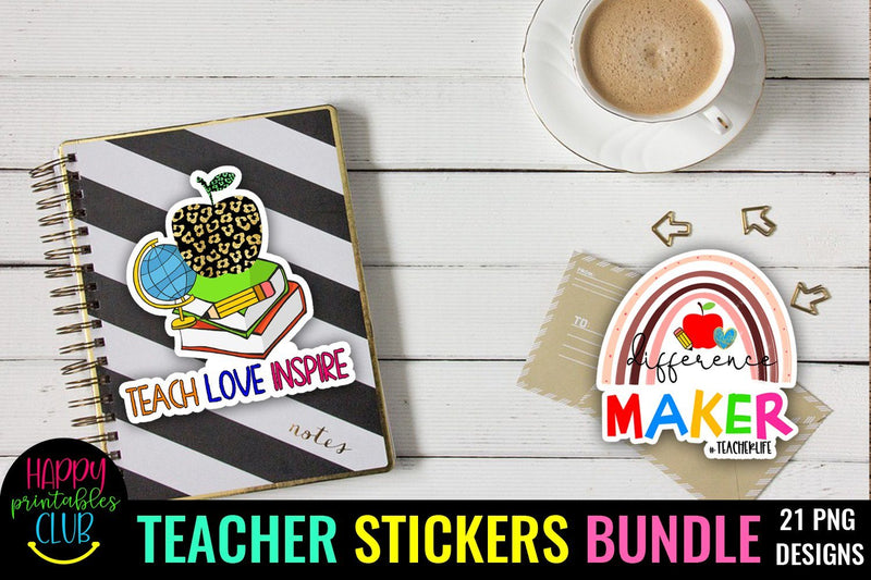 Teachers Sticker Bundle - Printable Stickers for Teachers - So Fontsy