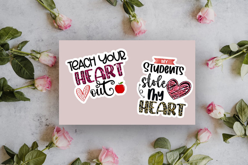 Teachers Valentines Day Stickers Bundle- Teacher Stickers - So Fontsy