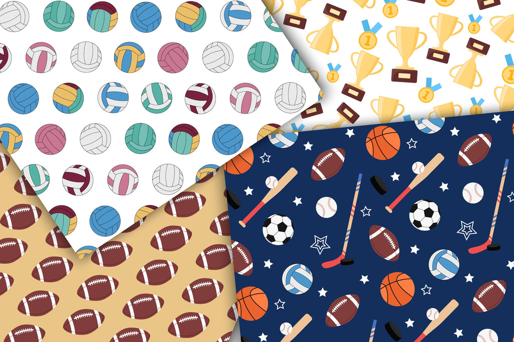 Team Sports Digital Paper | Sport JPG Patterns - So Fontsy