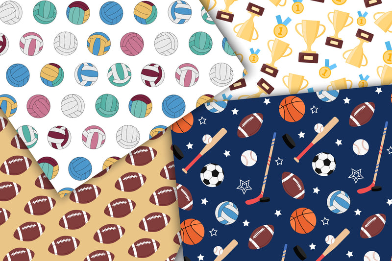 Team Sports Digital Paper | Sport JPG Patterns - So Fontsy
