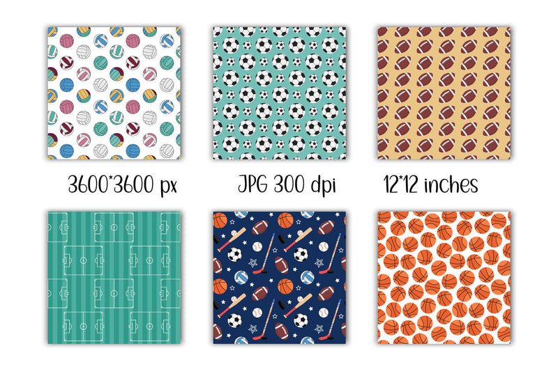 Team Sports Digital Paper | Sport JPG Patterns - So Fontsy