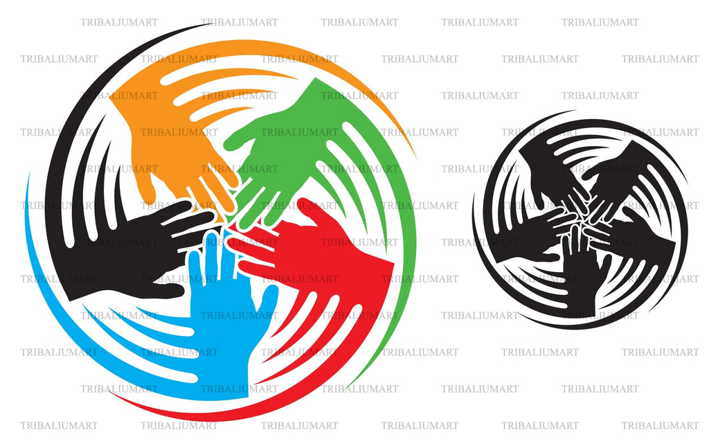 Teamwork hands. Cut files for Cricut. Clip Art silhouettes (eps, svg ...