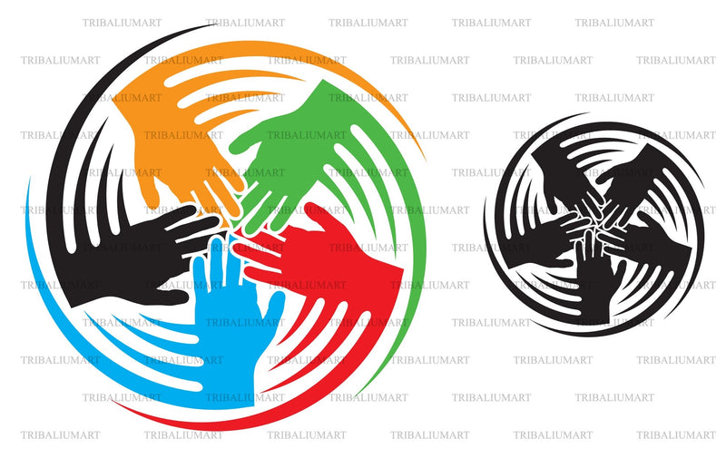 Teamwork hands. Cut files for Cricut. Clip Art silhouettes (eps, svg ...