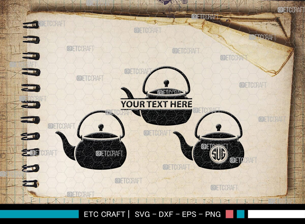 Teapot Monogram, Teapot Silhouette, Teapot SVG, Tea Kettle Svg, Kettle ...