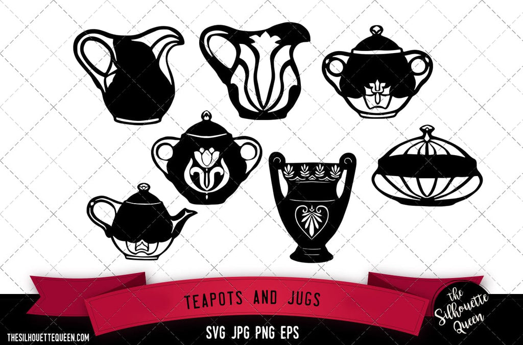Teapots and Jugs SVG -Vector Art Commercial & Personal Use- Cricut,Sil ...