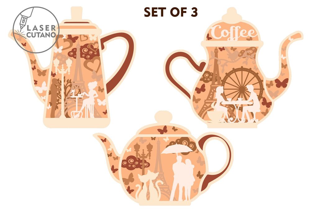 Teapots Cut Files, Kitchen Laser Cut, Table Decor, File for Cricut and ...