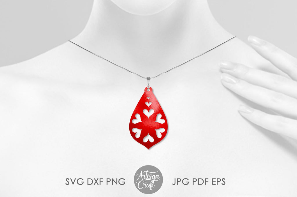 Teardrop earring SVG with hearts | So Fontsy