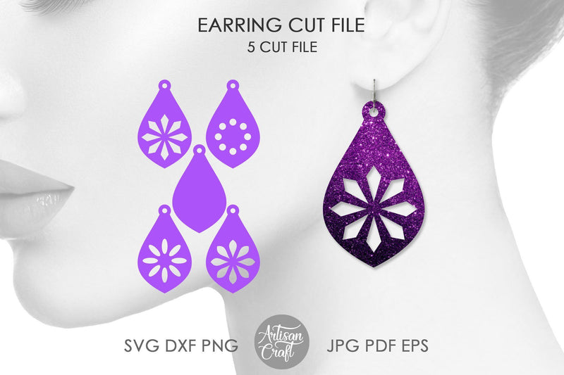 Teardrop earrings SVG Cut File | So Fontsy