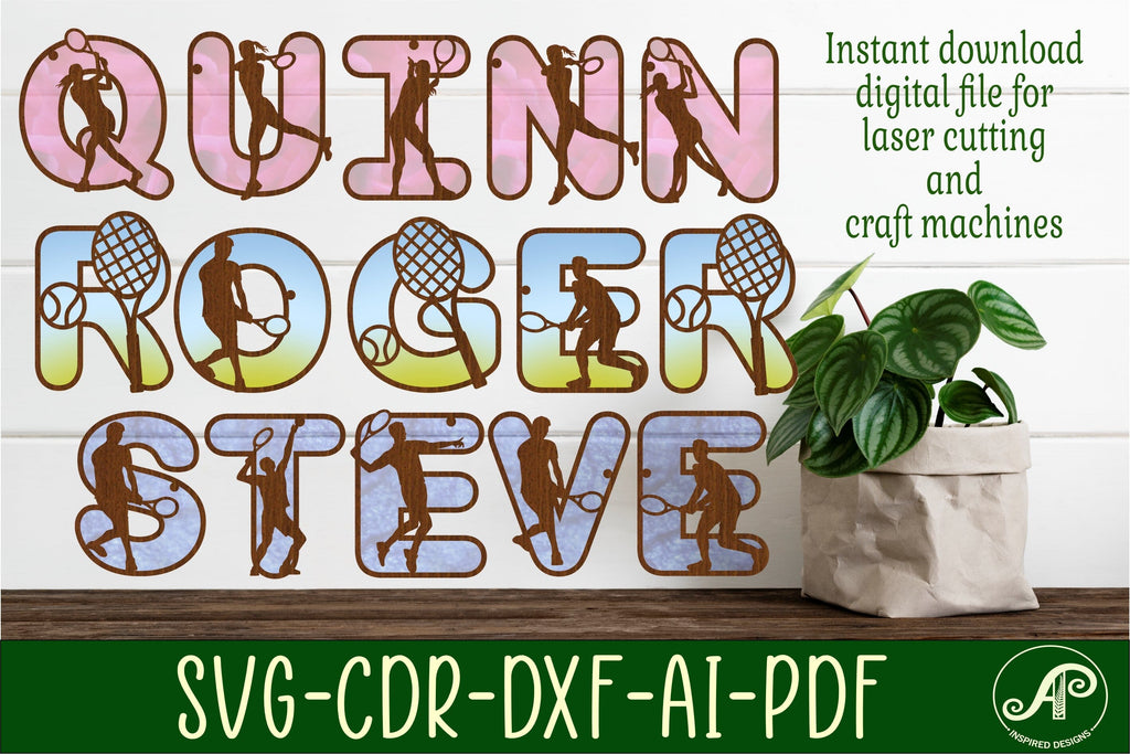 Tennis letters alphabet set. 114 layered letters. - So Fontsy