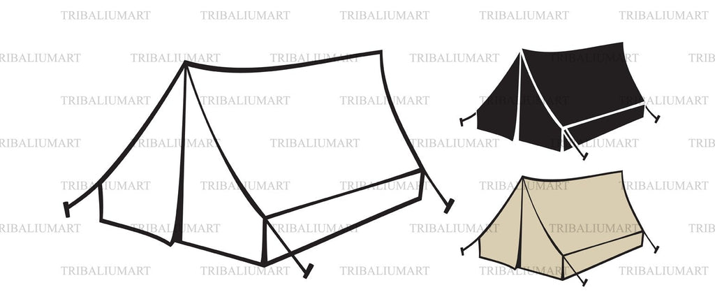 Tent. Cut files for Cricut. Clip Art silhouettes (eps, svg, pdf, png ...