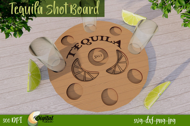 Tequila Shot Board Laser Cut Design 3D. Kitchen Decor SVG. - So Fontsy