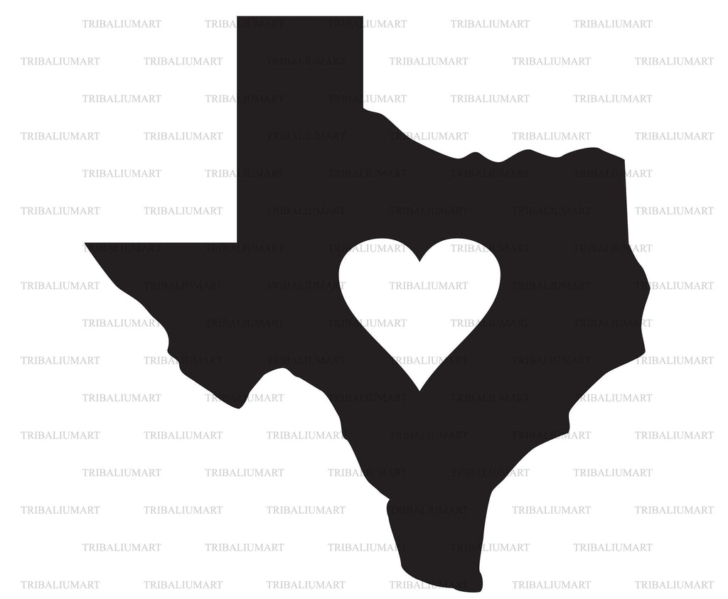 Texas map and heart. Cut files for Cricut. Clip Art (eps, svg, pdf, png ...