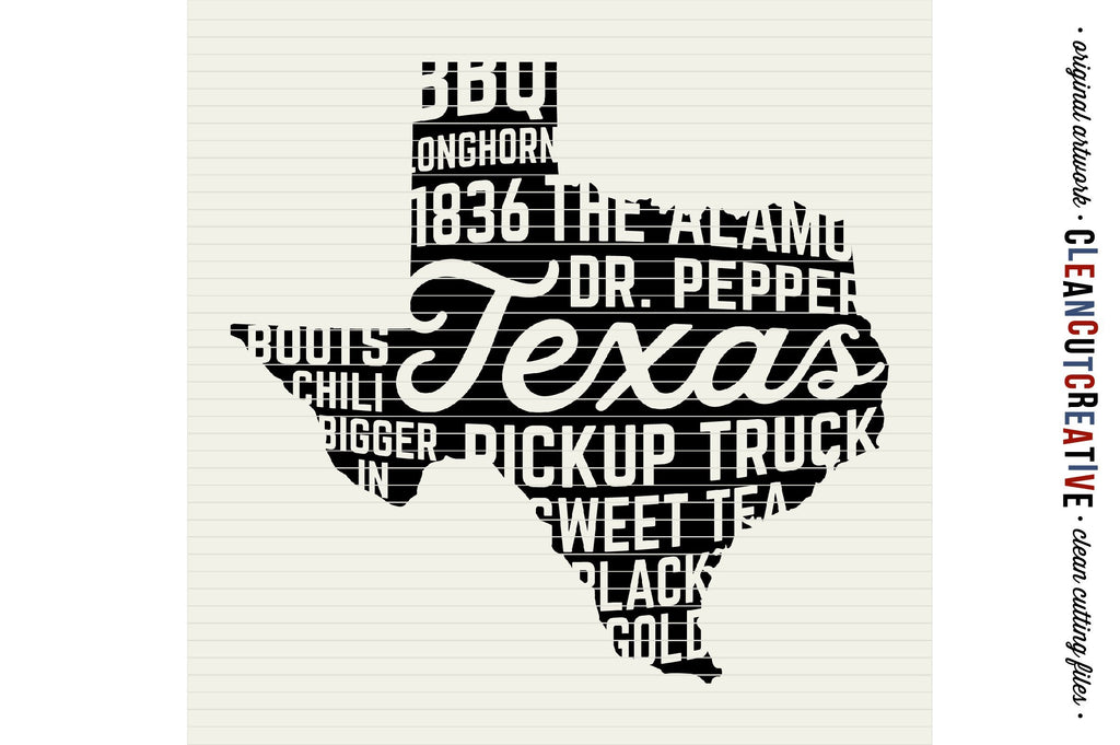 Texas State design - Word Art SVG file - So Fontsy