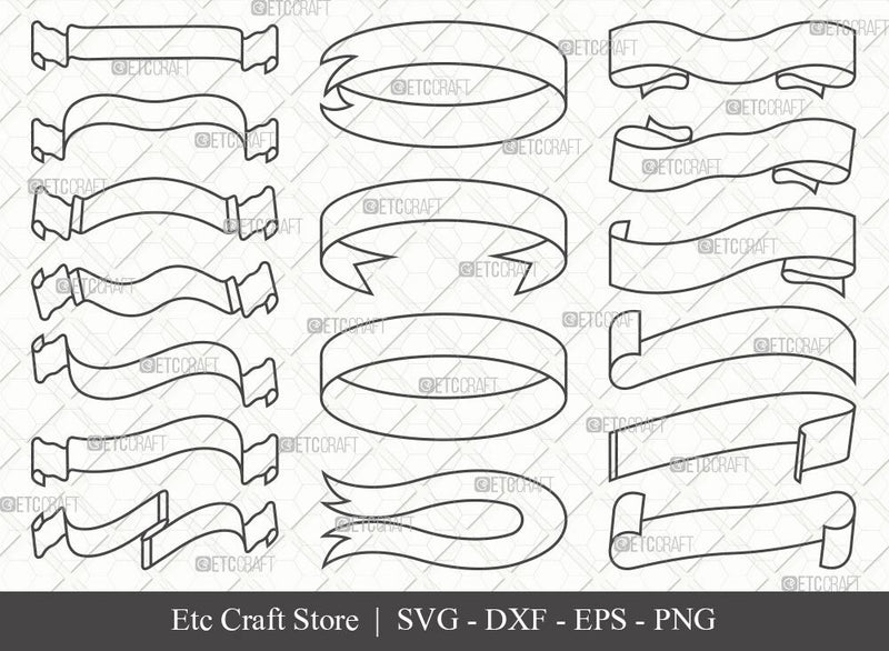 Text Ribbon Outline SVG Cut File | Text Banner Svg | Banner Ribbon ...
