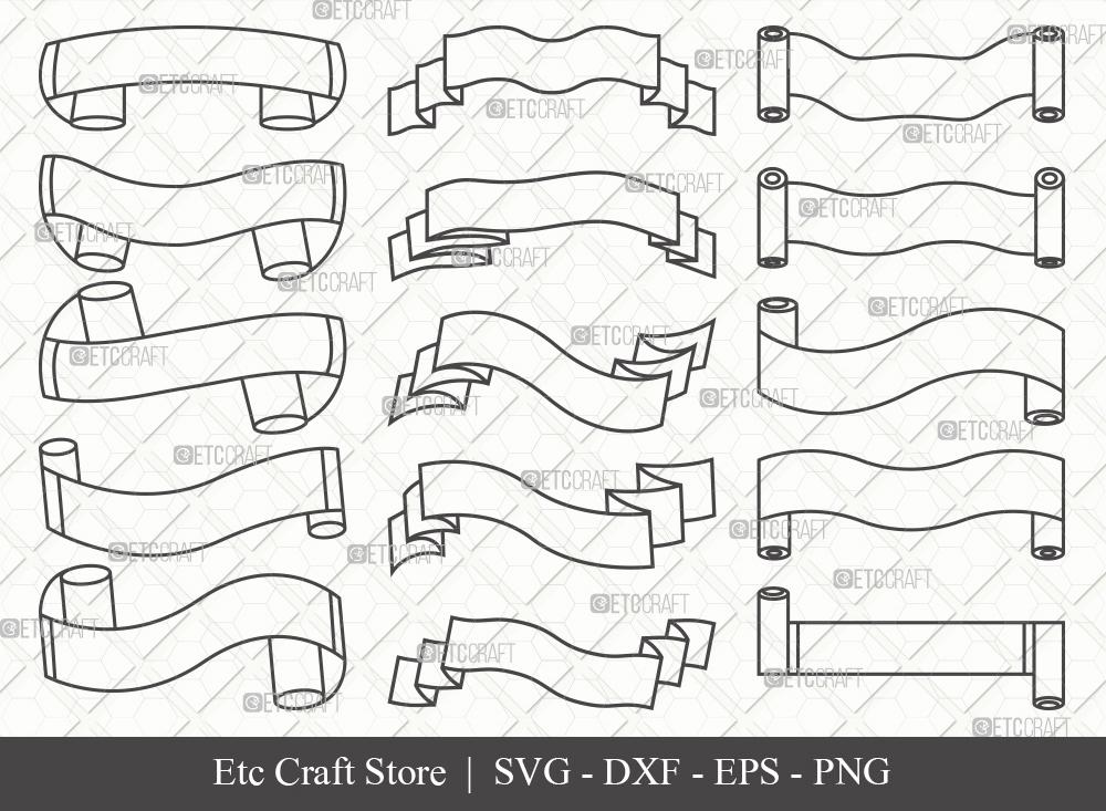 Text Ribbon Outline SVG Cut File | Text Banner Svg | Banner Ribbon ...