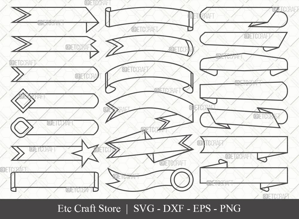 Text Ribbon Outline SVG Cut File | Text Banner Svg | Banner Ribbon ...