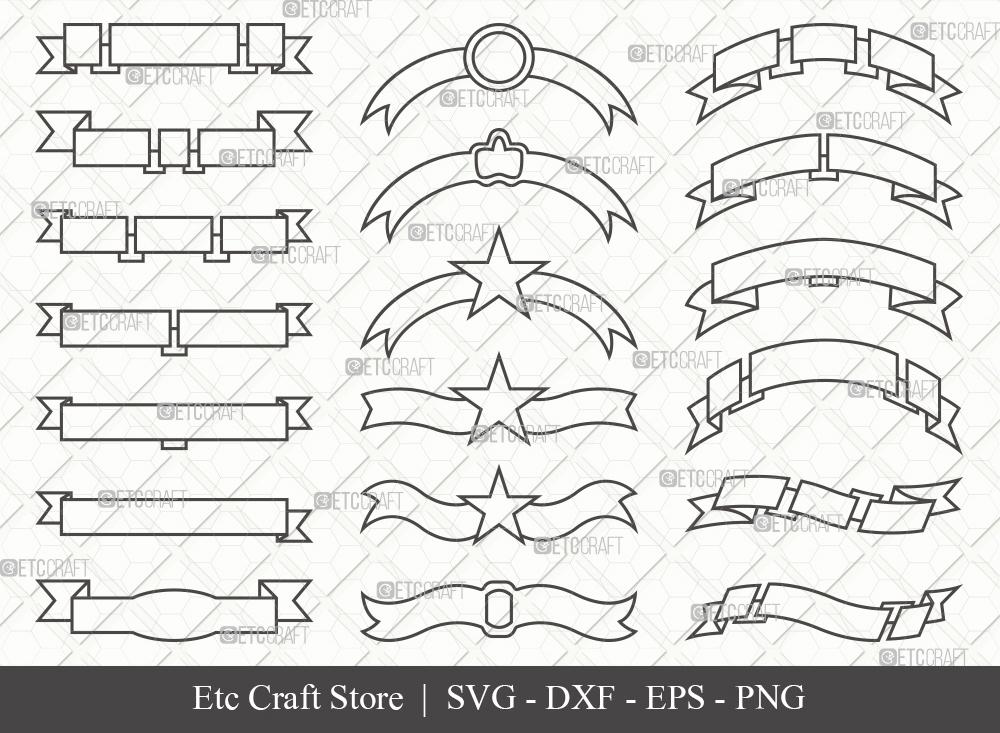 Text Ribbon Outline SVG Cut File | Text Banner Svg | Banner Ribbon ...