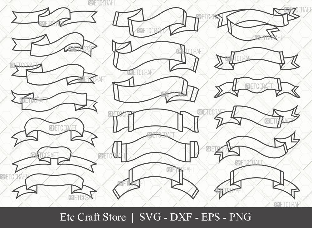 Text Ribbon Outline SVG Cut File | Text Banner Svg | Banner Ribbon ...