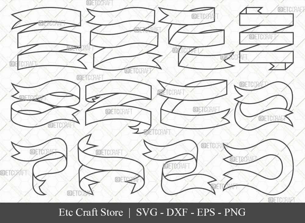 Text Ribbon Outline SVG Cut File | Text Banner Svg | Banner Ribbon ...