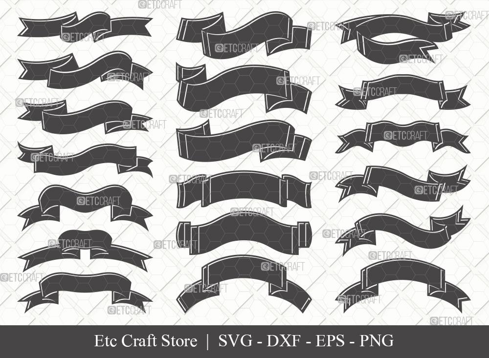 Text Ribbon Silhouette SVG Cut File | Text Banner Svg | Banner Ribbon ...