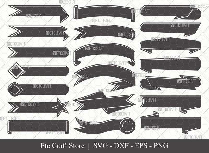 Text Ribbon Silhouette SVG Cut File | Text Banner Svg | Banner Ribbon ...