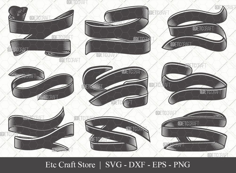 Text Ribbon Silhouette SVG Cut File | Text Banner Svg | Banner Ribbon ...
