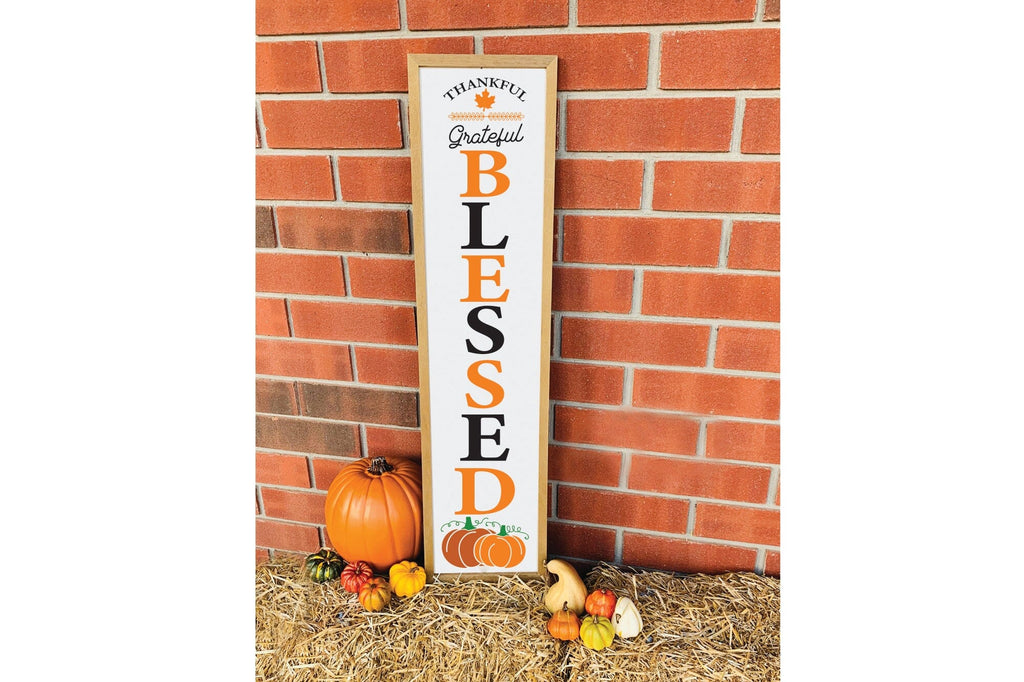 Thankful Grateful Blessed | Fall Porch Sign SVG - So Fontsy