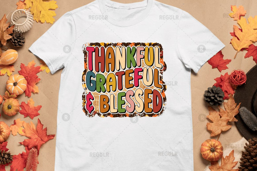Thankful grateful & blessed Sublimation Design - So Fontsy