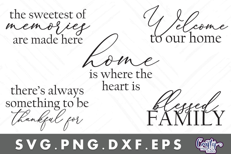 Thankful Round Farmhouse Sign Bundle, Family Svg Door Hanger - So Fontsy