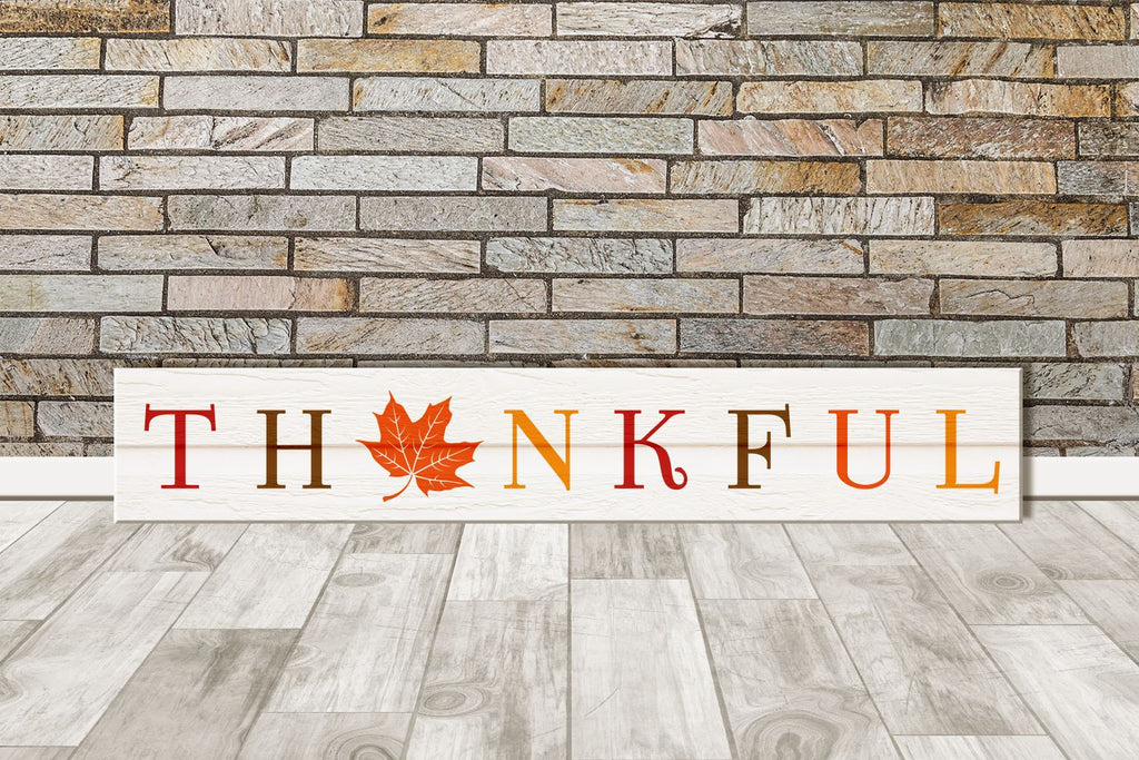 Thankful Thanksgiving Porch Sign with Maple Leaf - So Fontsy