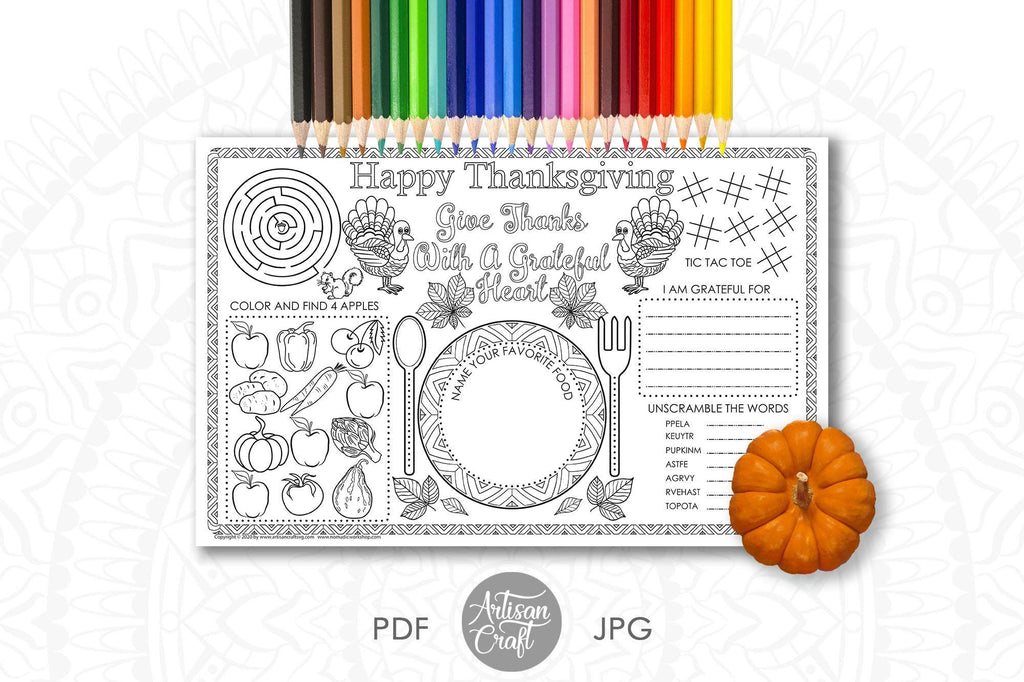 Thanksgiving Coloring Placemats | So Fontsy