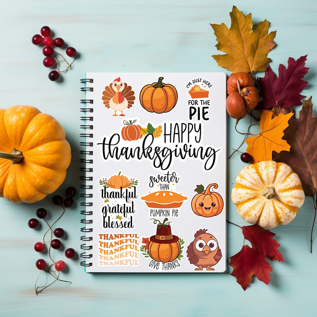 Thanksgiving Digital Sticker Pack PNG | Fall Stickers Bundle - So Fontsy
