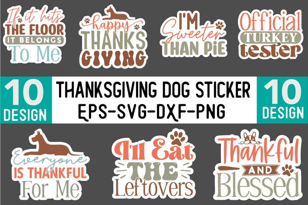 Thanksgiving dog Sticker Bundle - So Fontsy