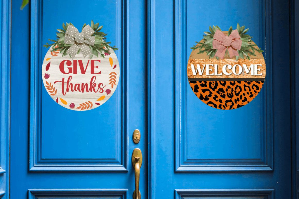 ThanksGiving Door Round Signs PNG Bundle - So Fontsy