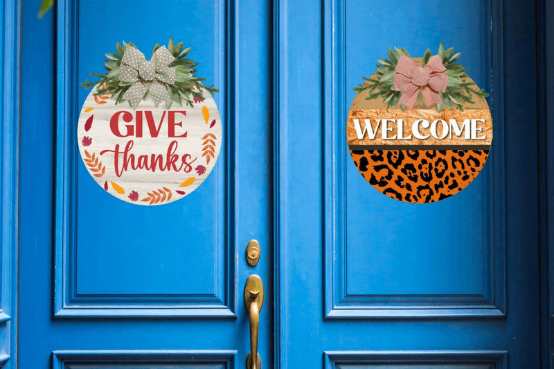 ThanksGiving Door Round Signs PNG Bundle - So Fontsy