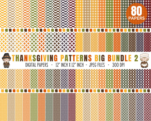 Thanksgiving Patterns BIG Bundle #1 - Printable Fall Digital Papers ...