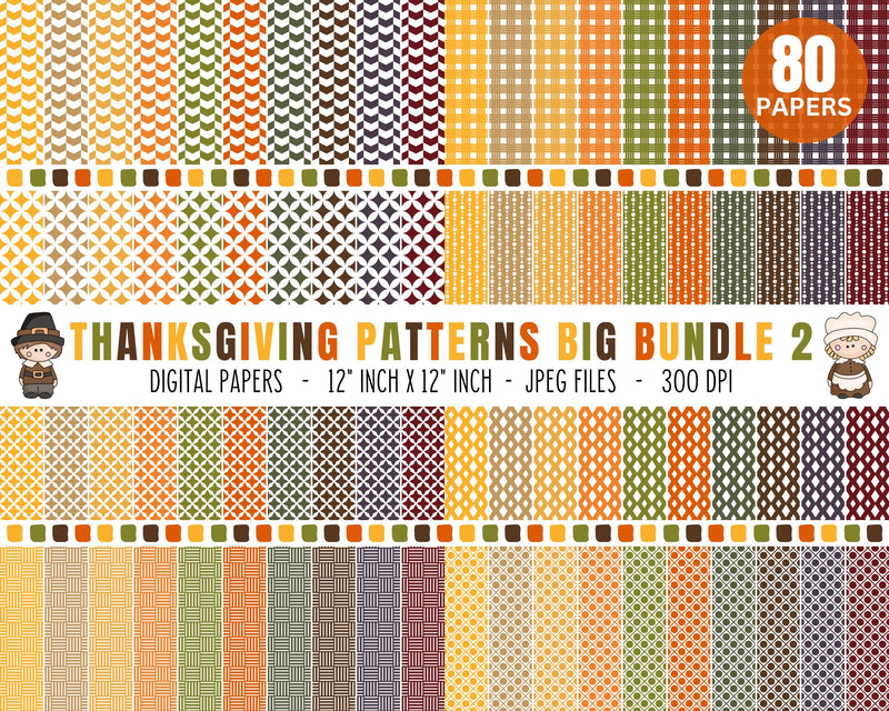 Thanksgiving Patterns BIG Bundle #2 - Printable Fall Digital Papers ...