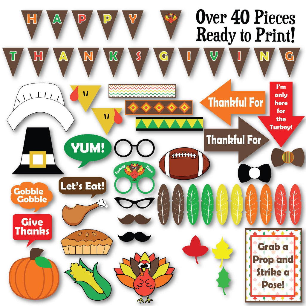 Thanksgiving Photo Booth Props SVG Cut File Bundle - So Fontsy