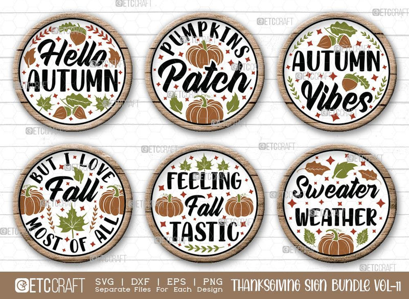 Thanksgiving Sign Bundle Vol-11 | Hello Autumn Svg | Pumpkins Patch Svg ...