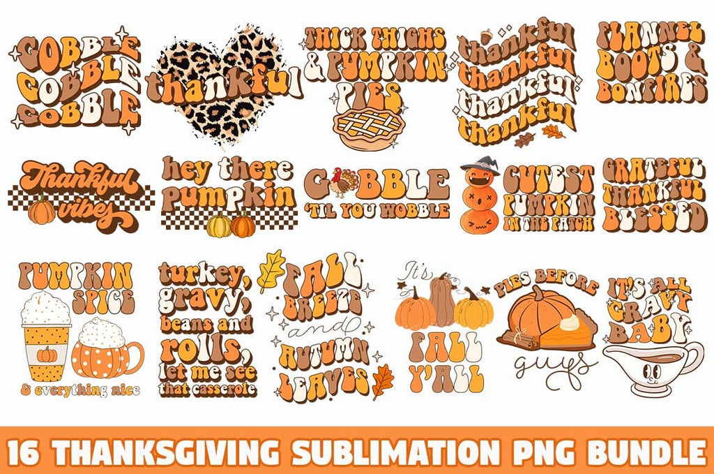 Thanksgiving Sublimation PNG Bundle - So Fontsy
