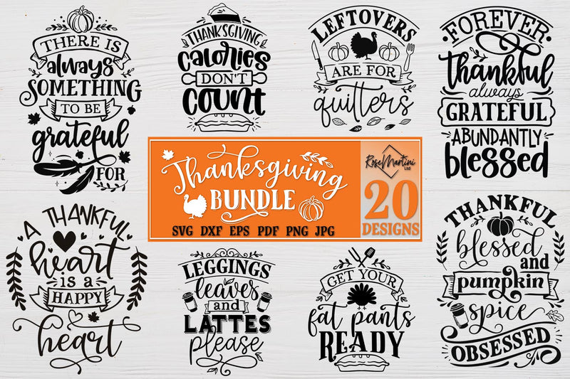 Thanksgiving SVG Bundle Of 20 Designs SVG file for cutting machines ...