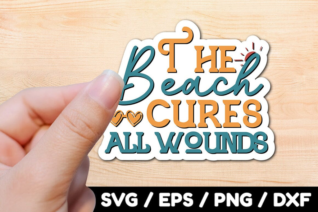 The beach cures all wounds Retro stickers - So Fontsy