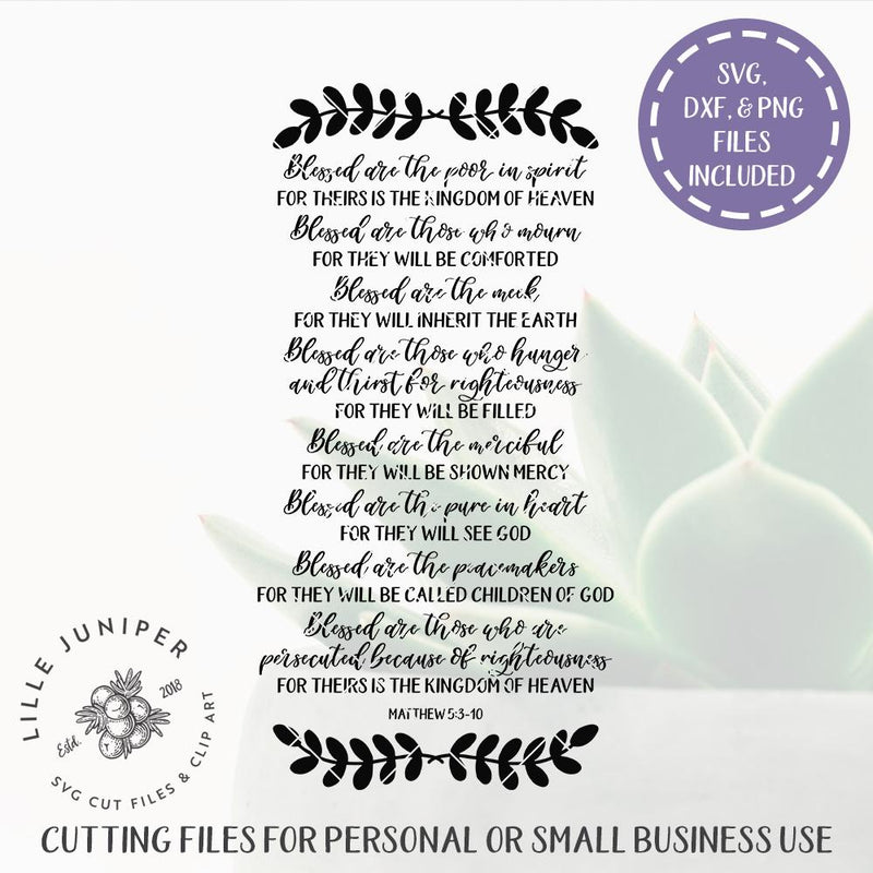 The Beatitudes SVG | Matthew 5:3-10 SVG | Christian SVG | Farmhouse ...