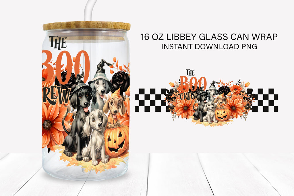 The Boo Crew Halloween 16 oz Glass Can Sublimation Wrap - So Fontsy