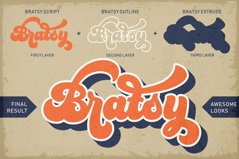 The Bratsy Script - Retro Font - So Fontsy