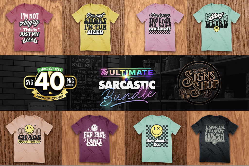 The Mega Sarcastic T-shirt Bundle | Funny SVG Cut Files | 50 T-Shirt ...