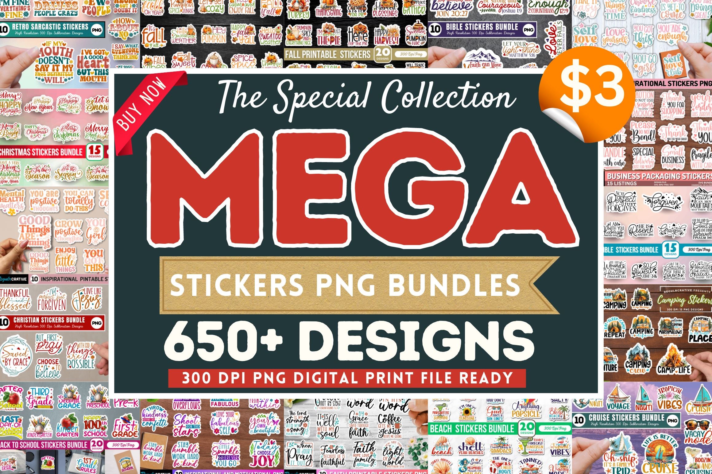 The Special Mega Stickers PNG mega Bundle - So Fontsy