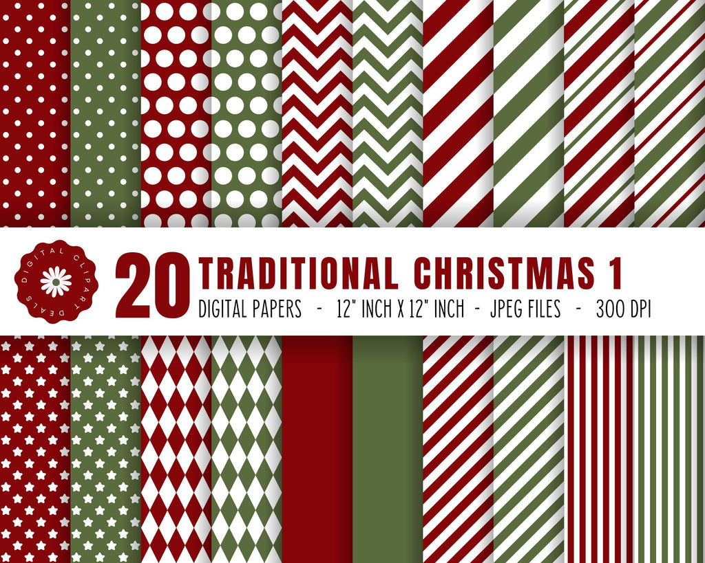 The Traditional Christmas Christmas Digital Paper BIG Bundle - 80 ...