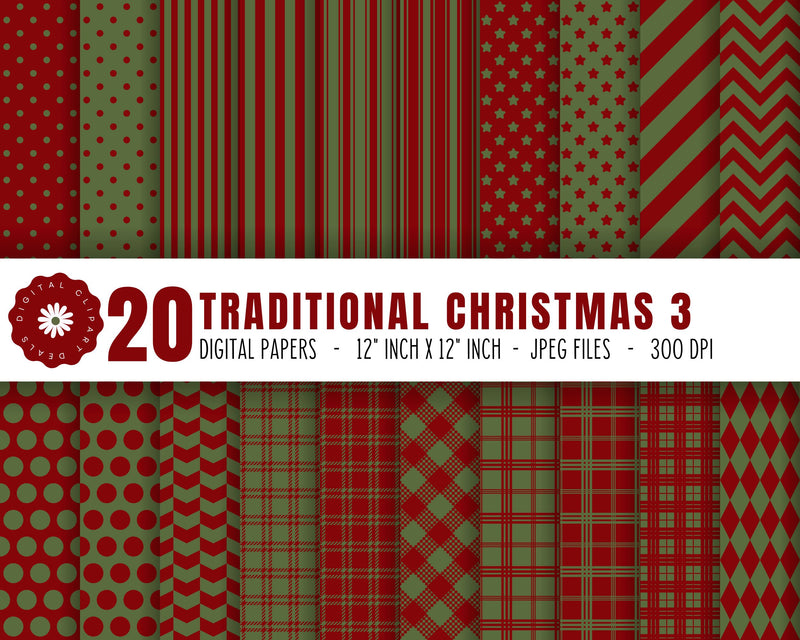 The Traditional Christmas Christmas Digital Paper BIG Bundle - 80 ...