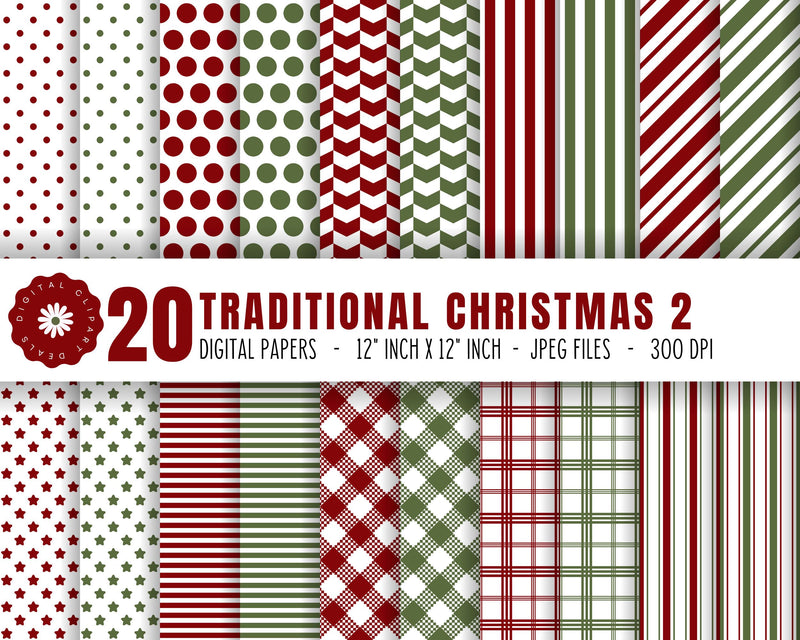 The Traditional Christmas Christmas Digital Paper BIG Bundle - 80 ...